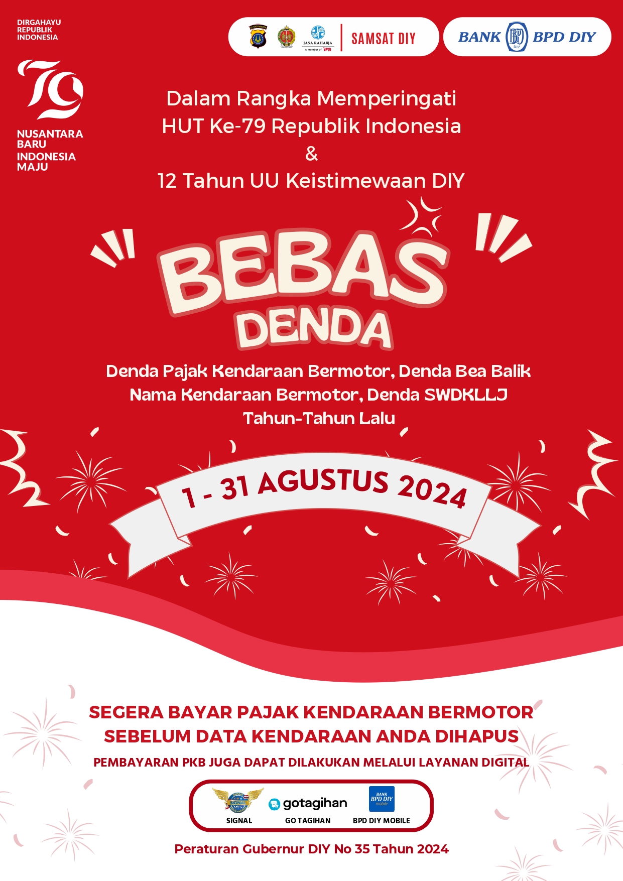Program Bebas Denda Pajak 01 Agustus - 31 Agustus 2024